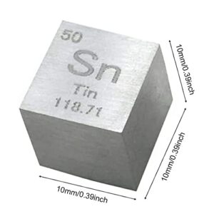 0.39" Element Cube - Set of 9 Metal Density Cubest Include Zinc Tin Copper Iron Aluminum Carbon Titanium Nickel Bismuth for Labs and Collections