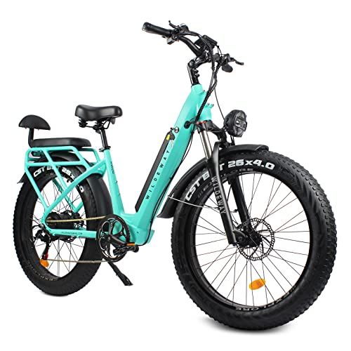 Wildeway Electric Bike Cruiser City Step-Thru Bicycle 750W Motor 26" x 4.0" Fat Tire Ebikes for Adults with 48V 15Ah Removable Battery Hydraulic Disc Brake 30MPH Shimano 7 Speed Gear