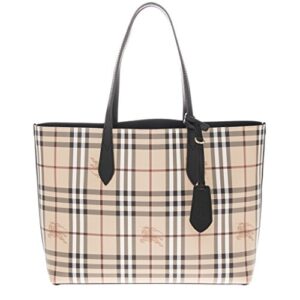 burberry women’s the medium reversible tote in haymarket check and black