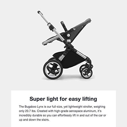 Bugaboo Lynx - The Lightest Full-Size Baby Stroller - All-Terrain with an Effortless Push and One-Handed Steering - Compatible with Bugaboo Turtle One by Nuna Car Seat - Alu/Blue Mélange