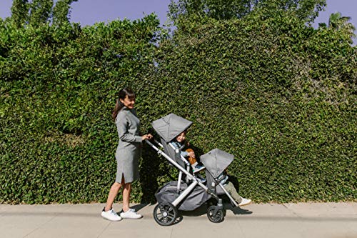 UPPAbaby Vista V2 Stroller- Greyson (Charcoal Melange/Carbon/Saddle Leather) + Upper Adapters + RumbleSeat V2- Greyson (Charcoal Melange/Carbon/Saddle Leather)