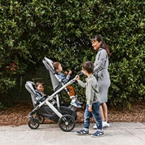 UPPAbaby Vista V2 Stroller- Greyson (Charcoal Melange/Carbon/Saddle Leather) + Upper Adapters + RumbleSeat V2- Greyson (Charcoal Melange/Carbon/Saddle Leather)