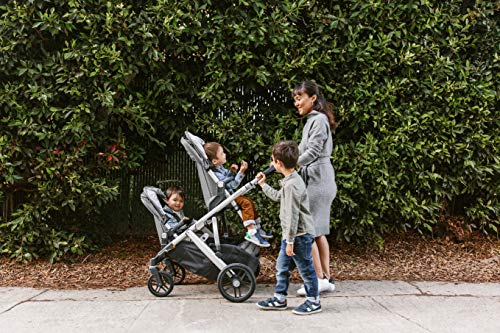 UPPAbaby Vista V2 Stroller- Greyson (Charcoal Melange/Carbon/Saddle Leather) + Upper Adapters + RumbleSeat V2- Greyson (Charcoal Melange/Carbon/Saddle Leather)