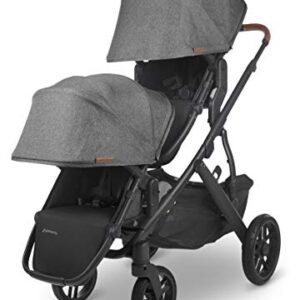 UPPAbaby Vista V2 Stroller- Greyson (Charcoal Melange/Carbon/Saddle Leather) + Upper Adapters + RumbleSeat V2- Greyson (Charcoal Melange/Carbon/Saddle Leather)