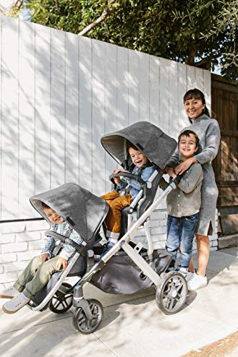 UPPAbaby Vista V2 Stroller- Greyson (Charcoal Melange/Carbon/Saddle Leather) + Upper Adapters + RumbleSeat V2- Greyson (Charcoal Melange/Carbon/Saddle Leather)