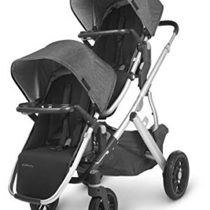 UPPAbaby Vista V2 Stroller- Greyson (Charcoal Melange/Carbon/Saddle Leather) + Upper Adapters + RumbleSeat V2- Greyson (Charcoal Melange/Carbon/Saddle Leather)