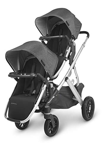 UPPAbaby Vista V2 Stroller- Greyson (Charcoal Melange/Carbon/Saddle Leather) + Upper Adapters + RumbleSeat V2- Greyson (Charcoal Melange/Carbon/Saddle Leather)