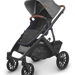 UPPAbaby Vista V2 Stroller- Greyson (Charcoal Melange/Carbon/Saddle Leather) + Upper Adapters + RumbleSeat V2- Greyson (Charcoal Melange/Carbon/Saddle Leather)