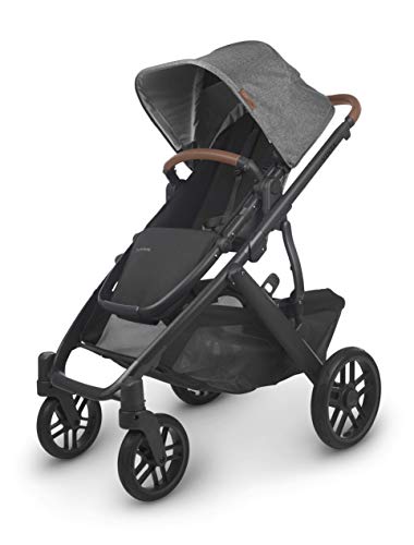 UPPAbaby Vista V2 Stroller- Greyson (Charcoal Melange/Carbon/Saddle Leather) + Upper Adapters + RumbleSeat V2- Greyson (Charcoal Melange/Carbon/Saddle Leather)