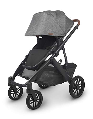 UPPAbaby Vista V2 Stroller- Greyson (Charcoal Melange/Carbon/Saddle Leather) + Upper Adapters + RumbleSeat V2- Greyson (Charcoal Melange/Carbon/Saddle Leather)