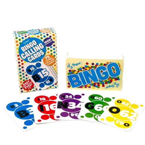 Regal Games - Standard Bingo Calling Cards - 2.5" x 3.5" - High Contrast Numbers & Letters - Durable Plastic Coating - Cardstock - 75 Count (B1 - O75)