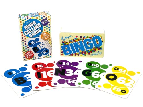 Regal Games - Standard Bingo Calling Cards - 2.5" x 3.5" - High Contrast Numbers & Letters - Durable Plastic Coating - Cardstock - 75 Count (B1 - O75)