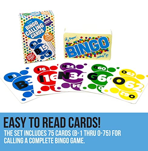 Regal Games - Standard Bingo Calling Cards - 2.5" x 3.5" - High Contrast Numbers & Letters - Durable Plastic Coating - Cardstock - 75 Count (B1 - O75)