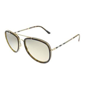 burberry be 3090q 10525a brushed gold matte havana metal aviator sunglasses dark gold mirror lens