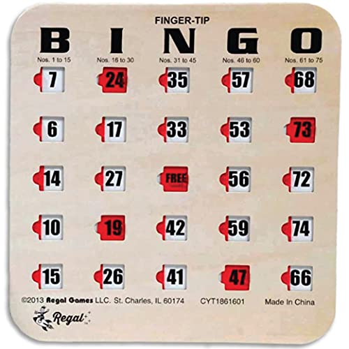 Regal Games - Finger-Tip Shutter Slide Bingo Cards - 25 Pack - Woodgrain - Perfect for Group Events, Bulk Purchasing