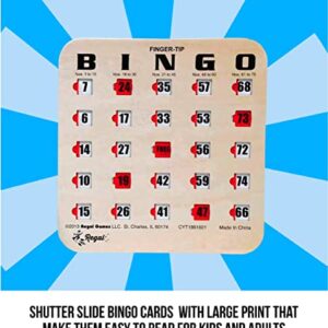 Regal Games - Finger-Tip Shutter Slide Bingo Cards - 25 Pack - Woodgrain - Perfect for Group Events, Bulk Purchasing