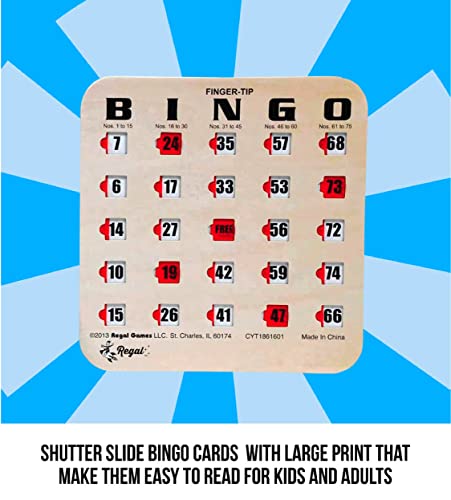 Regal Games - Finger-Tip Shutter Slide Bingo Cards - 25 Pack - Woodgrain - Perfect for Group Events, Bulk Purchasing