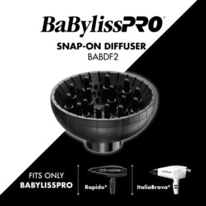 BaBylissPRO Snap-On Diffuser Attachment for Hair Dryer - for Rapido or Brava Hair Dryer ONLY, BABDF2