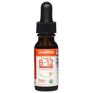 Vitamin B12 for Kids | USDA Organic Vitamin B12 Liquid Drops | B12 Vitamin Supplement for Toddlers and Children | Vegan | Non-GMO | Gluten Free | Low Dose