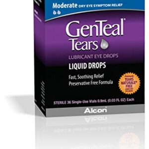 ALCON GenTeal Tears Lubricant Eye Drops, Moderate Liquid Drops, SingleUse Vials,1 pack of 36 ct , 0.03 Fl Oz