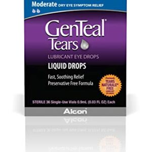 ALCON GenTeal Tears Lubricant Eye Drops, Moderate Liquid Drops, SingleUse Vials,1 pack of 36 ct , 0.03 Fl Oz