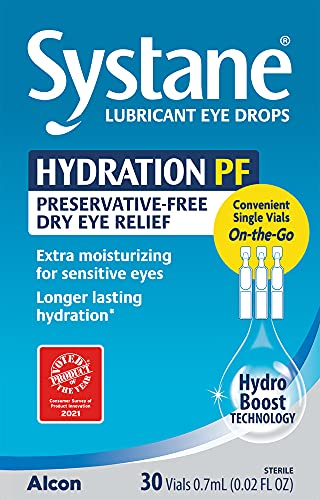 ALCON Systane Hydration Preservative-Free Lubricant Eye Drops, Transparent, 0.6 Fl Oz, 30 Count