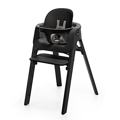 Stokke Steps High Chair, Black - 5-in-1 Seat System - Includes Baby Set - Suits Babies 6-36 Months - Chair Holds Up to 187 lbs. - Tool Free & Adjustable