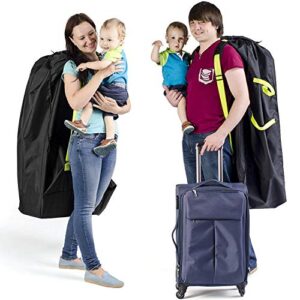 V VOLKGO Gate Check Double Stroller Bag for Airplane Travel | Extra Large & Ultra Durable Cover | Padded Adjustable Backpack Shoulder Straps | Easy Carrying