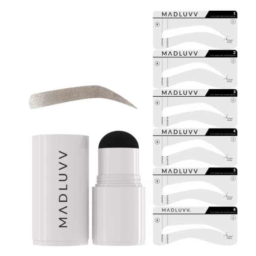 MADLUVV Patented Eyebrow Stamp Stencil Kit, 1-Step Brow Stamp™ + Shaping Kit, The Original Viral Eyebrow Stamp and Stencil Set (Soft Brown)