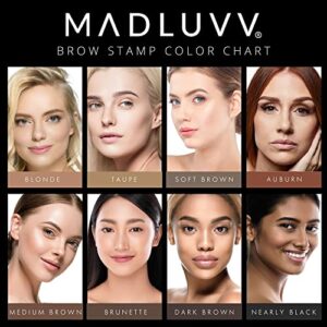 MADLUVV Patented Eyebrow Stamp Stencil Kit, 1-Step Brow Stamp™ + Shaping Kit, The Original Viral Eyebrow Stamp and Stencil Set (Soft Brown)