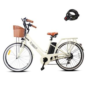 nakto 350w electric bike 26″ commuting e-bike 6 speed electric bikes for adults city ebike for women high speed electric bikes with 36v 12ah removable battery