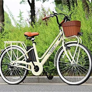 NAKTO 350W Electric Bike 26" Commuting E-Bike 6 Speed Electric Bikes for Adults City Ebike for Women High Speed Electric Bikes with 36V 12AH Removable Battery