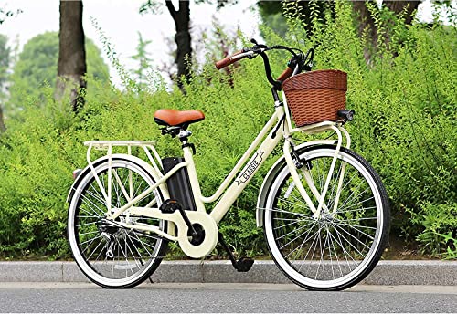 NAKTO 350W Electric Bike 26" Commuting E-Bike 6 Speed Electric Bikes for Adults City Ebike for Women High Speed Electric Bikes with 36V 12AH Removable Battery