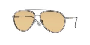 burberry oliver be3125 1003/8 59mm gunmetal/light yellow pilot sunglasses for men + bundle with designer iwear complimentary eyewear kit