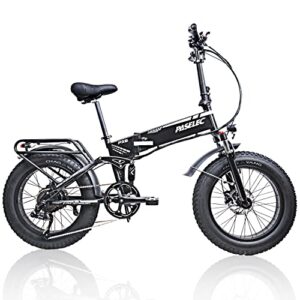 leonx paselec electric bikes for adults 20” folding electric bicycle,hydraulic brakes,48v 12ah 750w motor ebike fat tire mountain e-bike,full suspension, 9 gears cycle for men women (black)