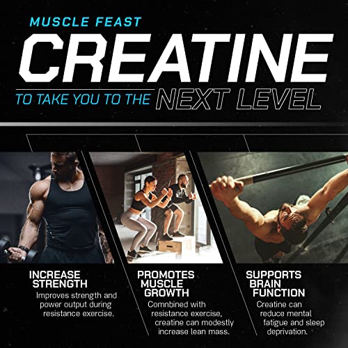 Muscle Feast Creapure Creatine Monohydrate Powder, Vegan Keto Friendly Gluten-Free Easy to Mix, Mass Gainer, Muscle Recovery Supplement and Best Creatine for Muscle Growth, Unflavored, 300g