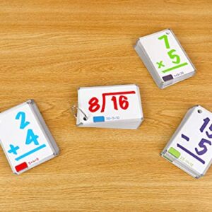 Regal Games - Four-Pack Variety Math Flash Cards - Addition, Subtraction, Multiplication, Division Practice - Classroom, Homework, Study Supplement - Includes 2 Binder Rings - 208 Cards