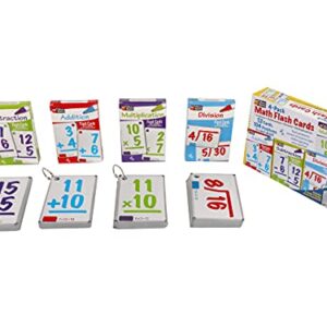 Regal Games - Four-Pack Variety Math Flash Cards - Addition, Subtraction, Multiplication, Division Practice - Classroom, Homework, Study Supplement - Includes 2 Binder Rings - 208 Cards