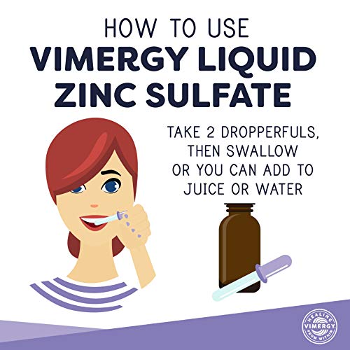 Vimergy Organic Liquid Zinc, 57 Servings – Alcohol Free Zinc Sulfate – Supports Immune Health & Metabolism – Antioxidant – Gluten-Free, Non-GMO, Kosher, Vegan & Paleo Friendly (115 ml)