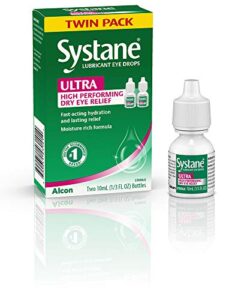 systane ultra lubricant eye drops, artificial tears for dry eye, twin pack, 10-ml each