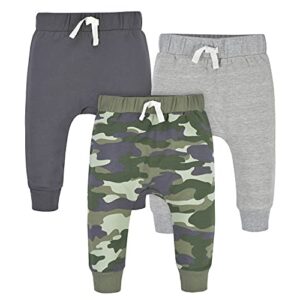 gerber baby boys’ toddler 3-pack jogger pants, camo, newborn