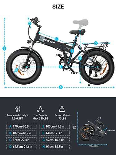 Folding Ebikes for Adults Full Suspension 1000W Motor 48V 14AH Removable Battery 20" x 4.0 Fat Tire E-Bikes Shimano 7-Speed 28MPH 50 Miles Folding Electric Bike bicicleta electrica para adultos