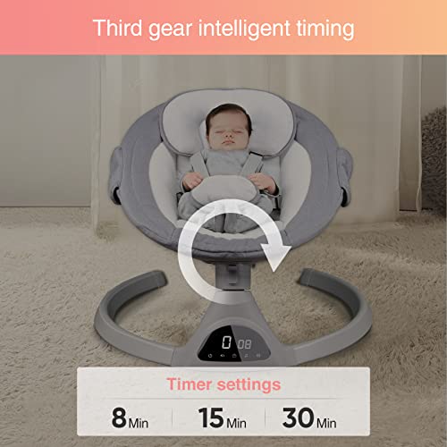 Baby Swings for Infants, 5 Speed Bluetooth Baby Bouncer, Built-in 12 Music & 3 Timer Settings, Touch Screen Chair for 5-20 lb, 0-9 Months