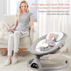 Baby Swings for Infants, 5 Speed Bluetooth Baby Bouncer, Built-in 12 Music & 3 Timer Settings, Touch Screen Chair for 5-20 lb, 0-9 Months