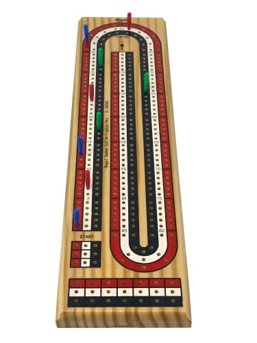 Regal Games - Cribbage Board - Fun, Family-Friendly Board Game - Includes Natural Wood Game Board (11" x 4.5" x 2.75"), 6 Multi-Colored Pegs - Ideal for 2-4 Players - Ages 8+