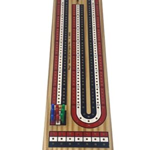 Regal Games - Cribbage Board - Fun, Family-Friendly Board Game - Includes Natural Wood Game Board (11" x 4.5" x 2.75"), 6 Multi-Colored Pegs - Ideal for 2-4 Players - Ages 8+