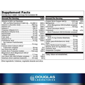 Douglas Laboratories Ultra Vite 75 II | Vitamin/Mineral/Trace Element Supplement | 90 Tablets