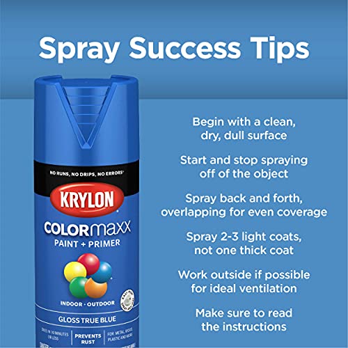 Krylon K05535007 COLORmaxx Spray Paint and Primer for Indoor/Outdoor Use, Gloss Regal Blue 12 Ounce (Pack of 1)