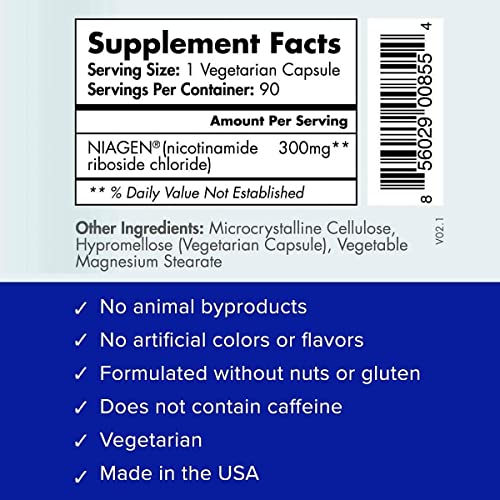 90ct/300mg Multi Award Winning Patented NAD+ Boosting Supplement - More Efficient Than NMN - Nicotinamide Riboside for Cellular Energy Metabolism & Repair. Vitality, Muscle Health, Healthy Aging