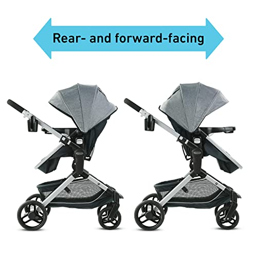 Graco Modes Nest Travel System, Includes Baby Stroller with Height Adjustable Reversible Seat, Pram Mode, Lightweight Aluminum Frame and SnugRide 35 Lite Elite Infant Car Seat, Bayfield